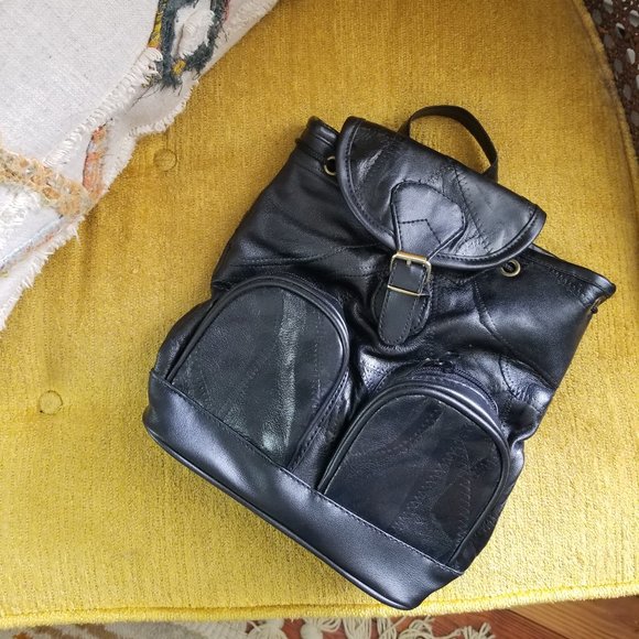Vintage | Bags | Vintage Mini Backpack In Black Leather | Poshmark